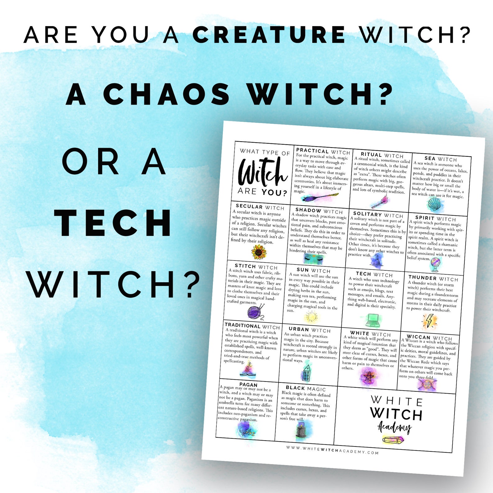 What Type of Witch Are You Digital 2-page Cheat Sheets PDF - Etsy