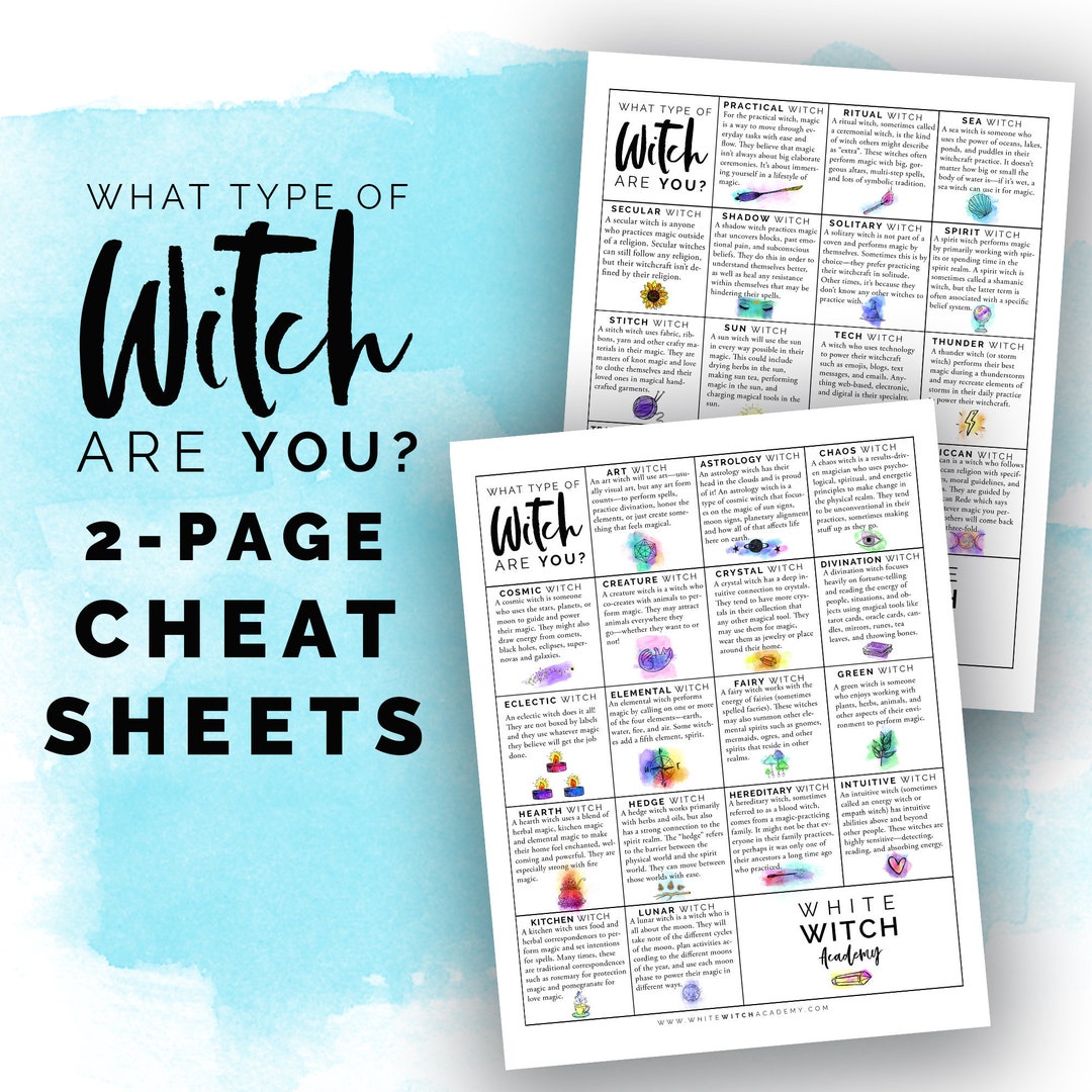What Type of Witch Are You? Digital 2-page Cheat Sheets PDF - Etsy