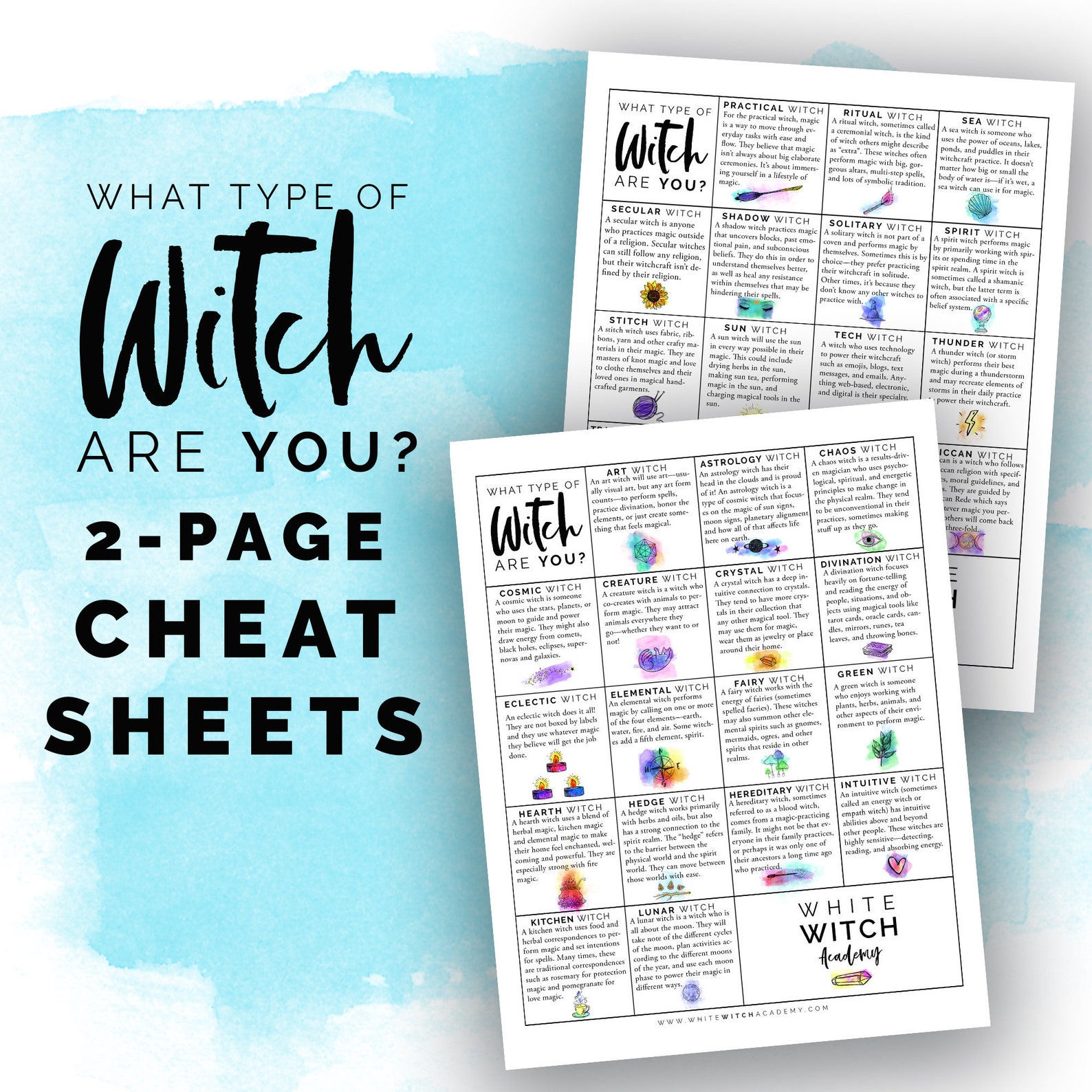 What Type of Witch Are You Digital 2-page Cheat Sheets PDF - Etsy