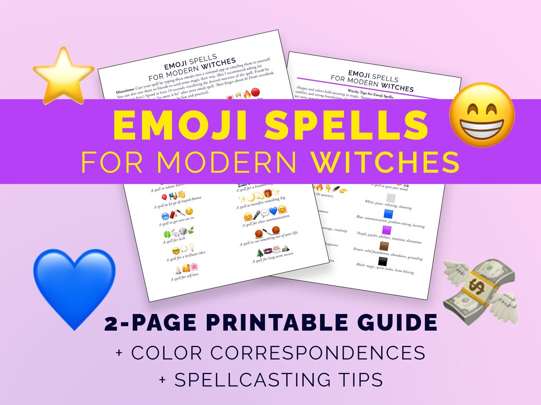 Emoji Spells for Modern Witches Cheat Sheet - Etsy