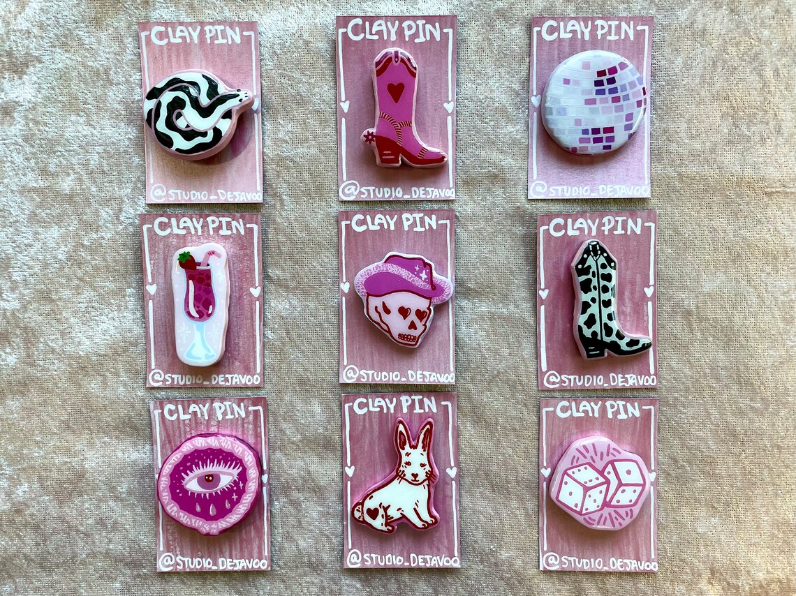 Disco Cowgirl Clay Pin - Etsy