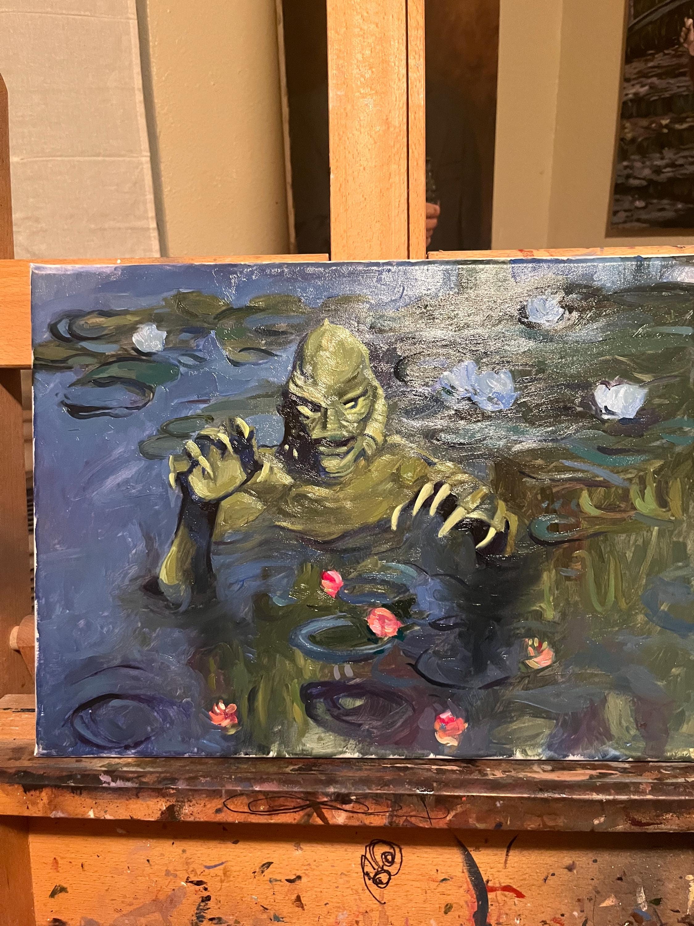 Creature From the Black Lagoon in a Monet - Oil Painting - Monster Art ...