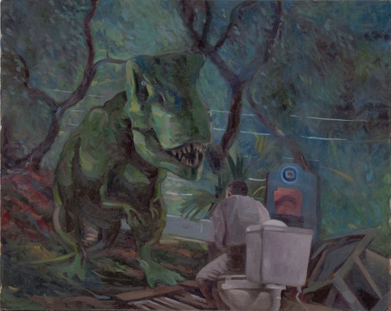 Jurassic Park in a Monet Bathroom Scene - Etsy