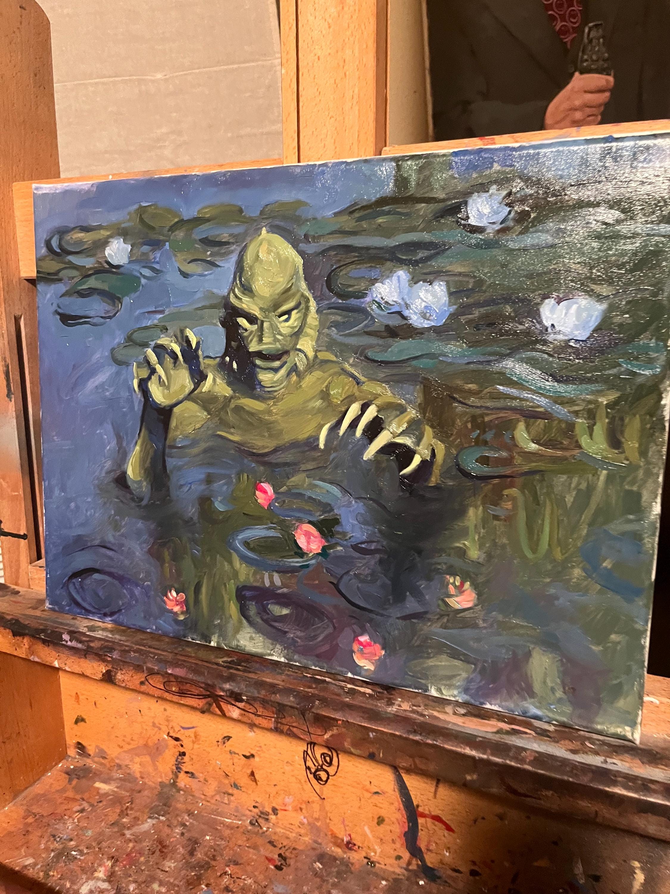 Creature From the Black Lagoon in a Monet - Oil Painting - Monster Art ...