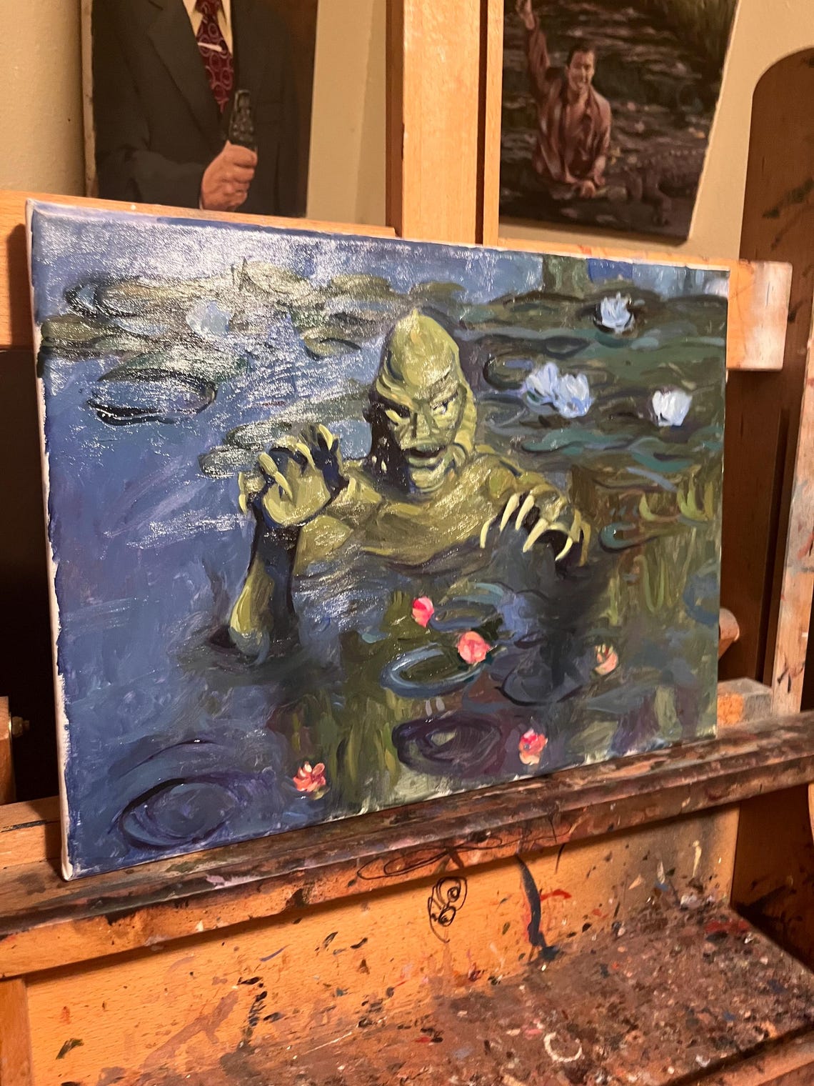 Creature From the Black Lagoon in a Monet - Oil Painting - Monster Art ...