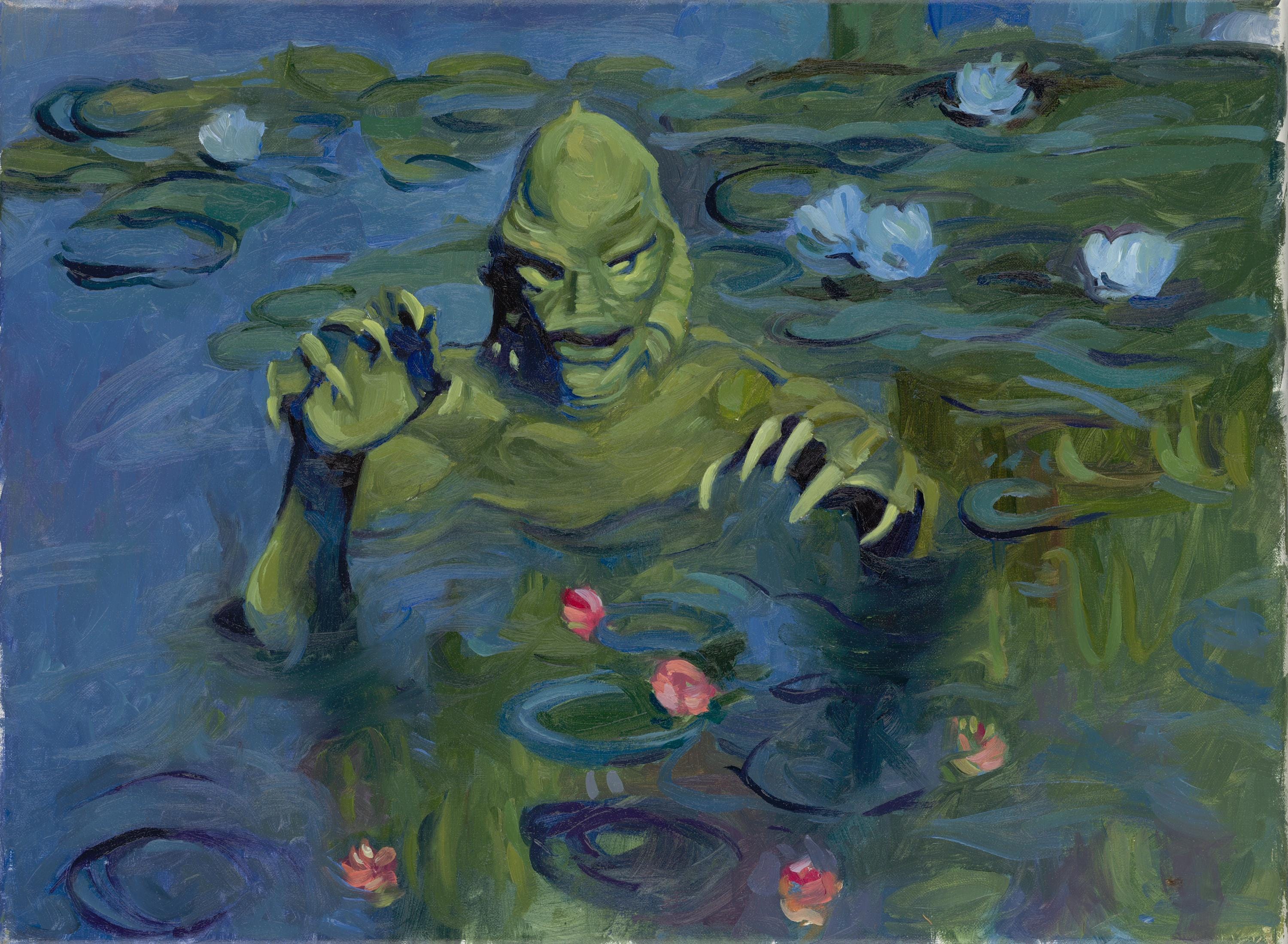 Creature From the Black Lagoon in a Monet - Oil Painting - Monster Art ...