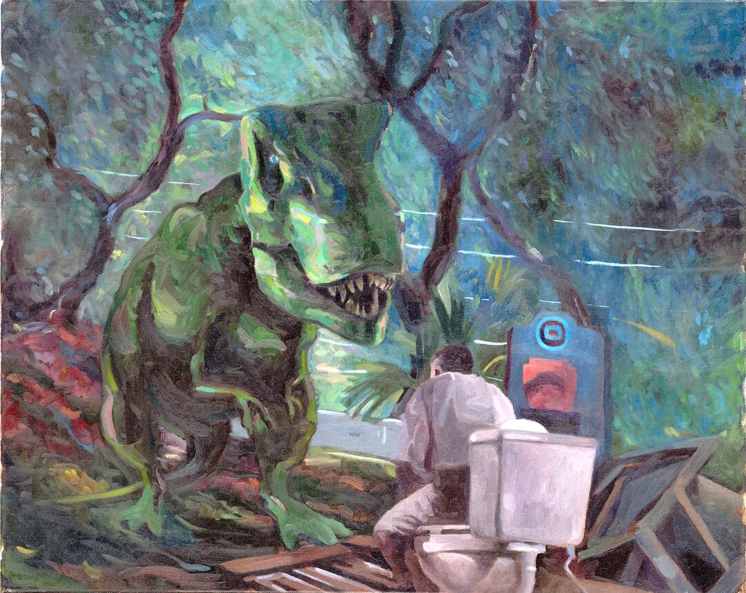Jurassic Park in a Monet Bathroom Scene - Etsy