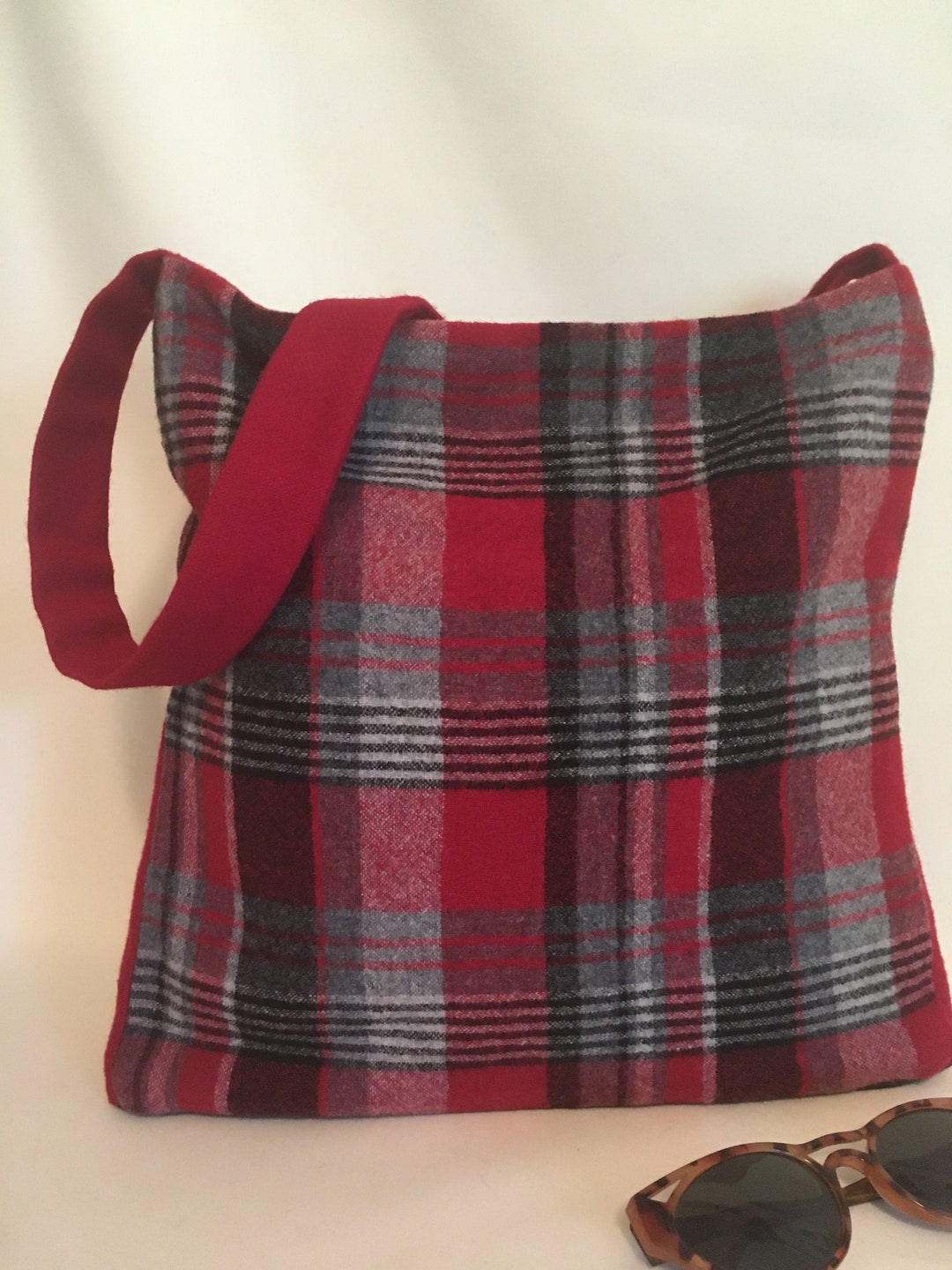 Fabric Shoulder Bag / Red Shoulder Bag Red Plaid Shoulder Bag - Etsy