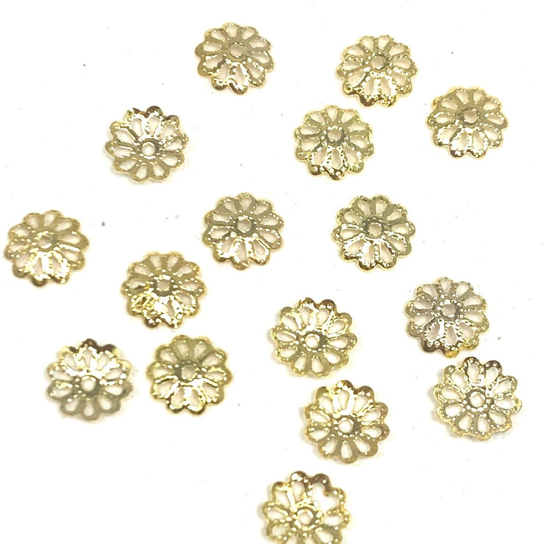 Golden Filigree Bead Cap 9mm Jewelry Making Supplies Decorative Metal ...
