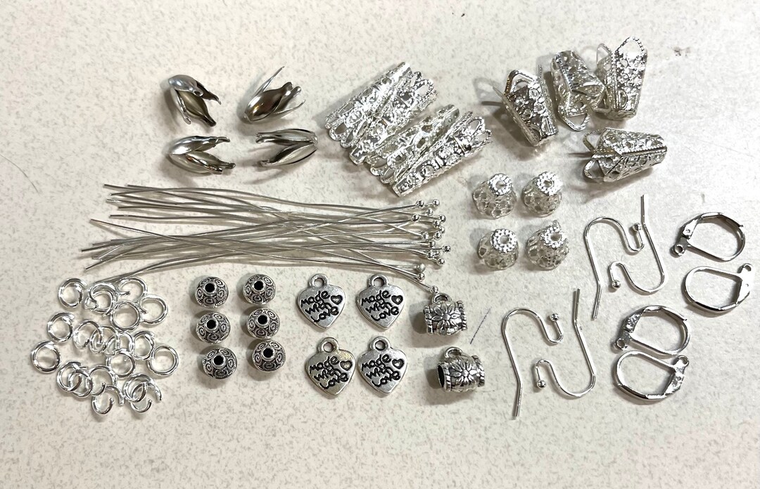 72 Pcs Silver Findings Variety Pack - Etsy