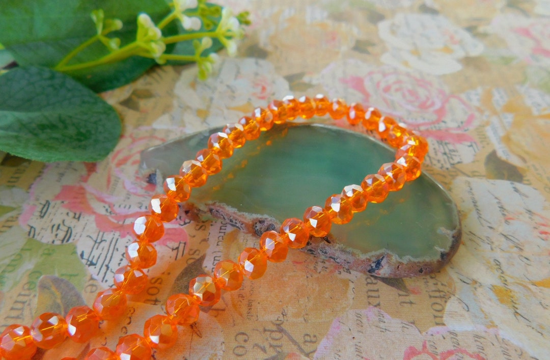 50 Orange AB Abacus Crystals 6mm X 5mm - Etsy