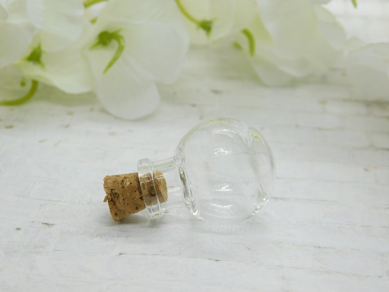 Small Round Glass Bottle With Cork (25mm X 20mm) - Etsy