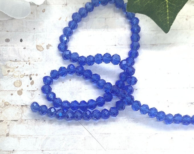 50 Electric Blue Abacus Crystals 6mm X 4mm - Etsy