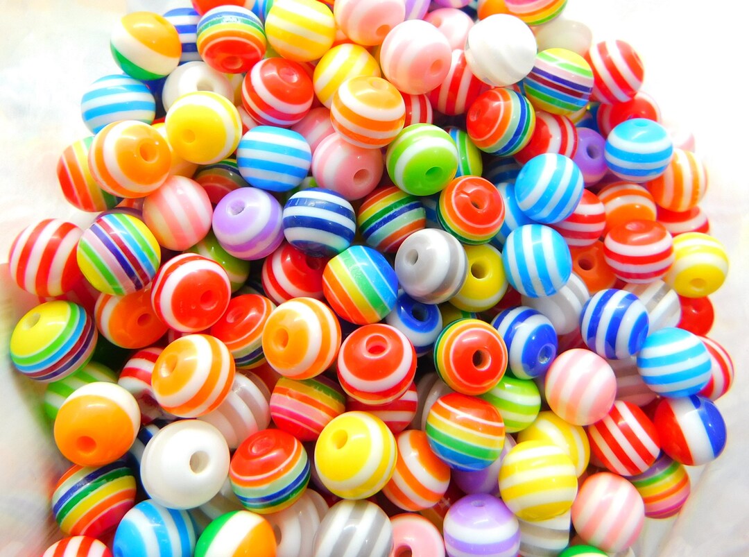 Colorful Mixed Stripped Beads 8mm 0r 10mm - Etsy