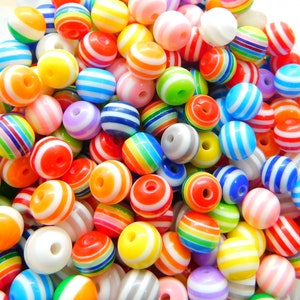 Colorful Mixed Stripped Beads 8mm 0r 10mm - Etsy