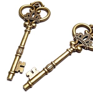 Antique Bronze Giant Crown Skeleton Key Pendant 82x32mm Statement ...