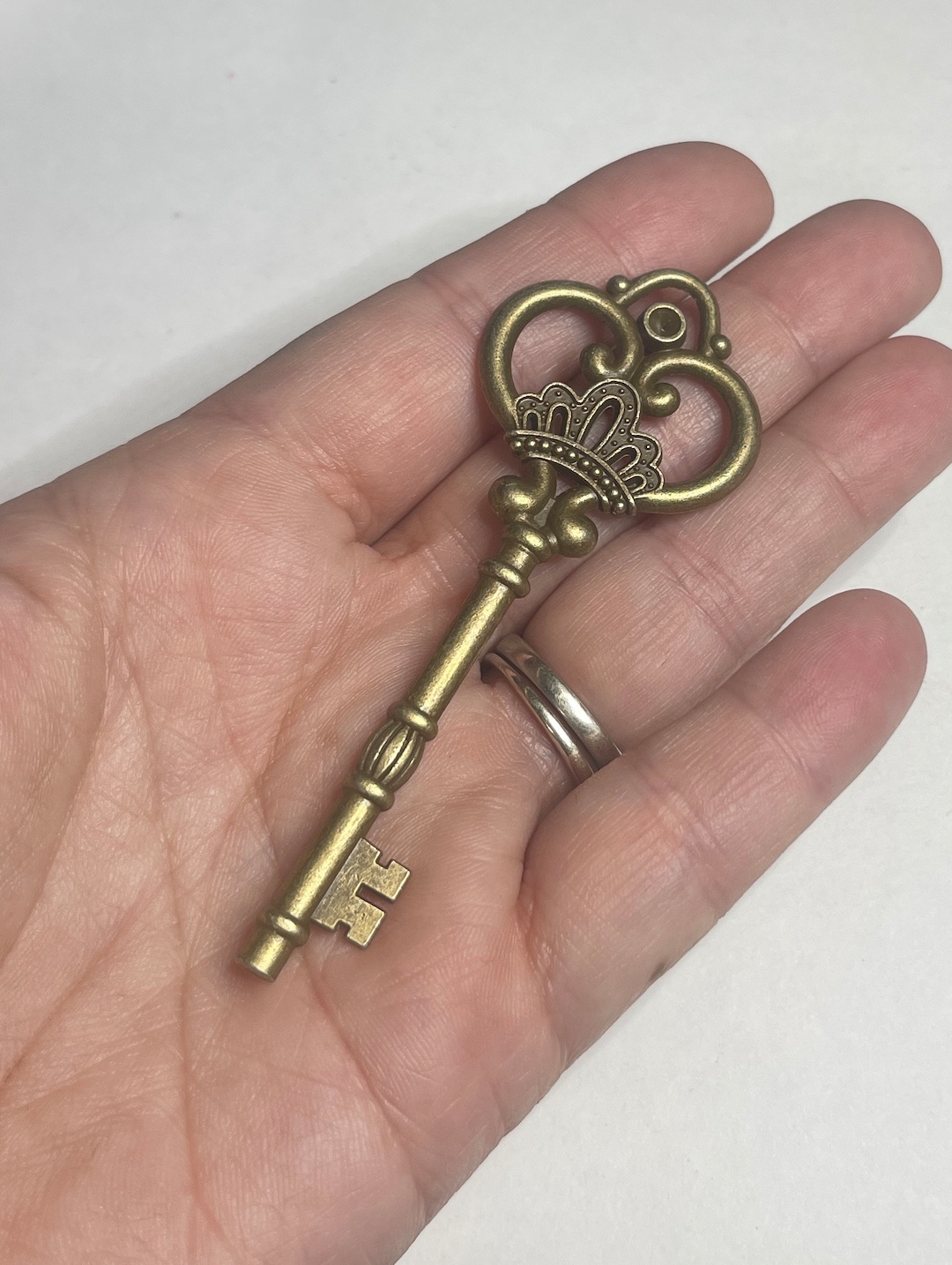 Antique Bronze Giant Crown Skeleton Key Pendant 82x32mm Statement ...