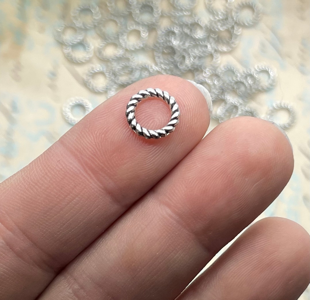 Solid Silver Tone Fancy Twisted Rings, 9.5mm Diameter, Intricate and ...