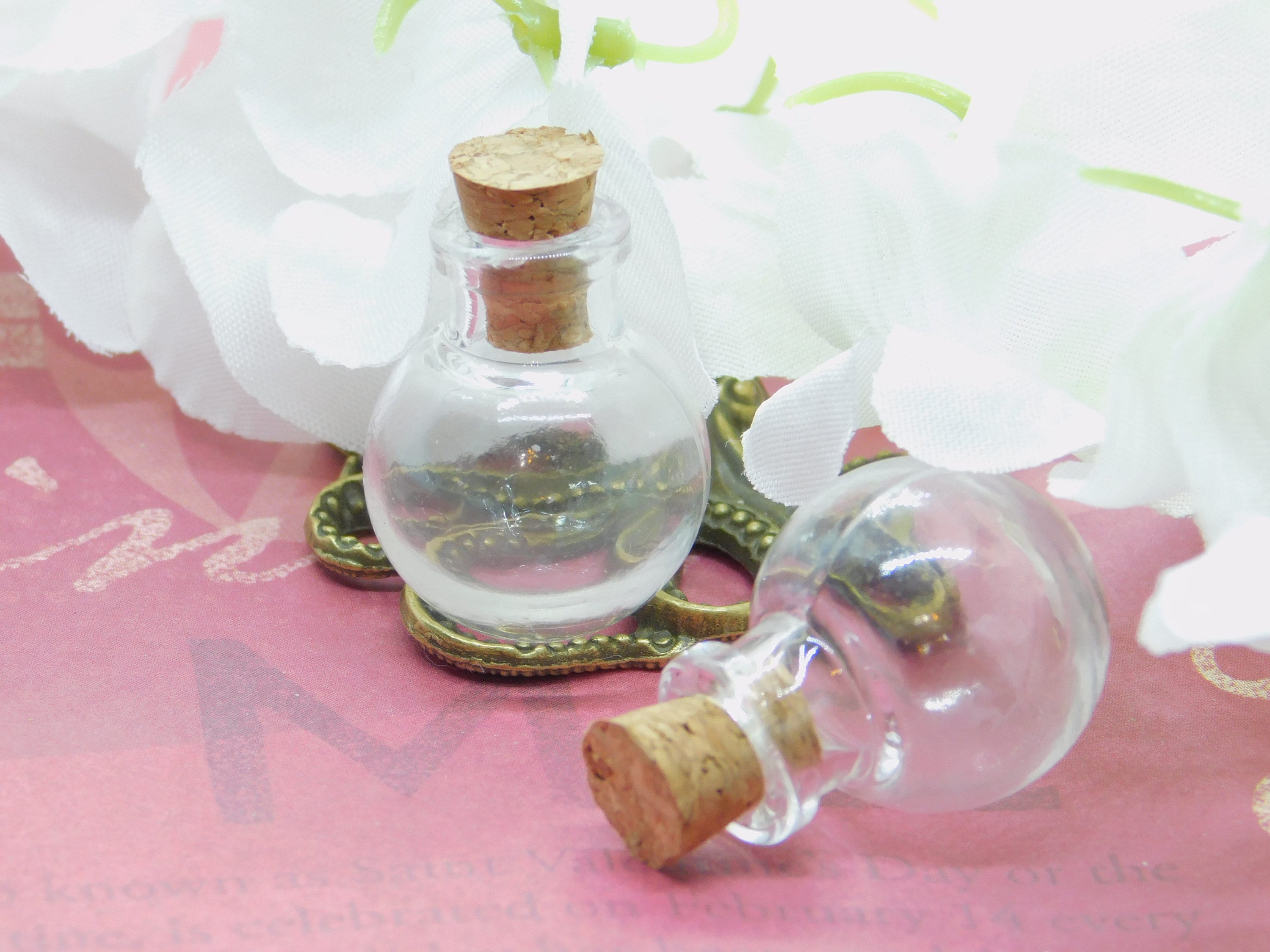 Small Round Glass Bottle With Cork (25mm X 20mm) - Etsy