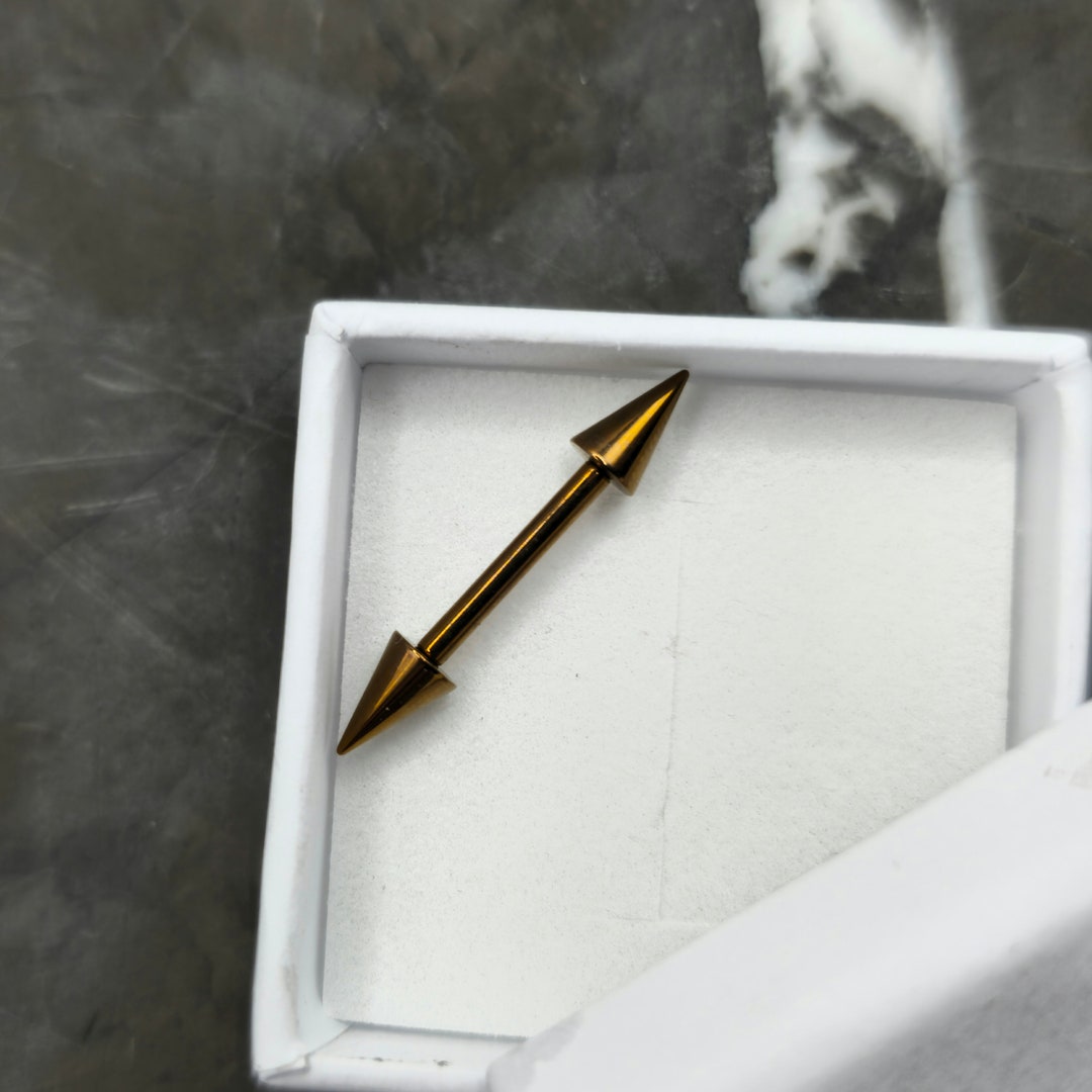 Bronze Large Spike Bridge Piercing, 14g Internally Threaded Straight ...