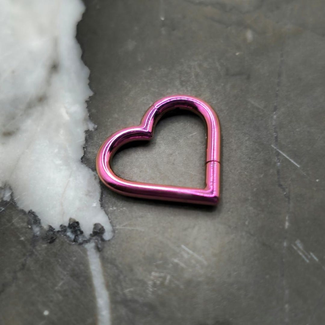 Pink Titanium Heart Clicker, Anodized Implant Grade Hoop, Small Daith ...