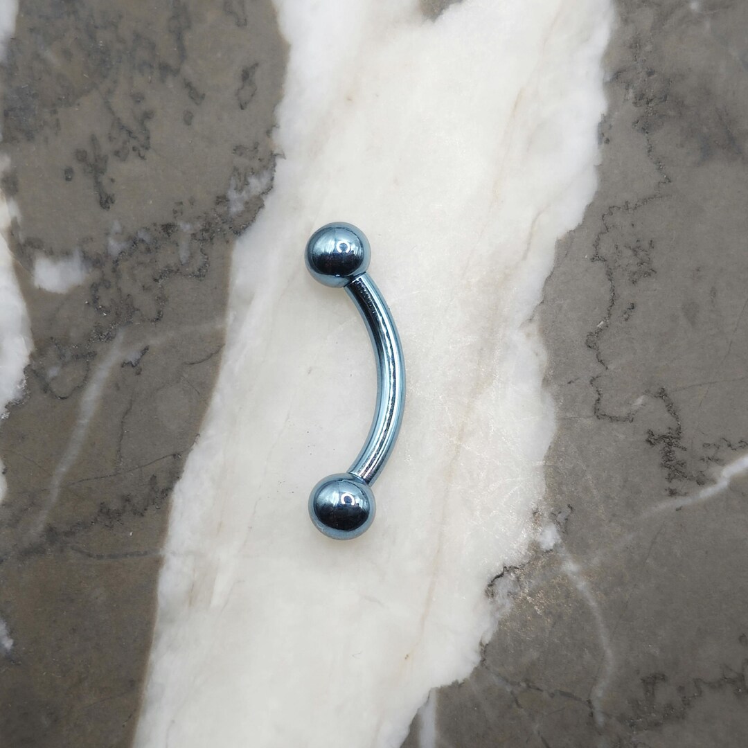 Ice Blue Titanium Anodized Rook Cartilage Earring, Snug Piercing ...