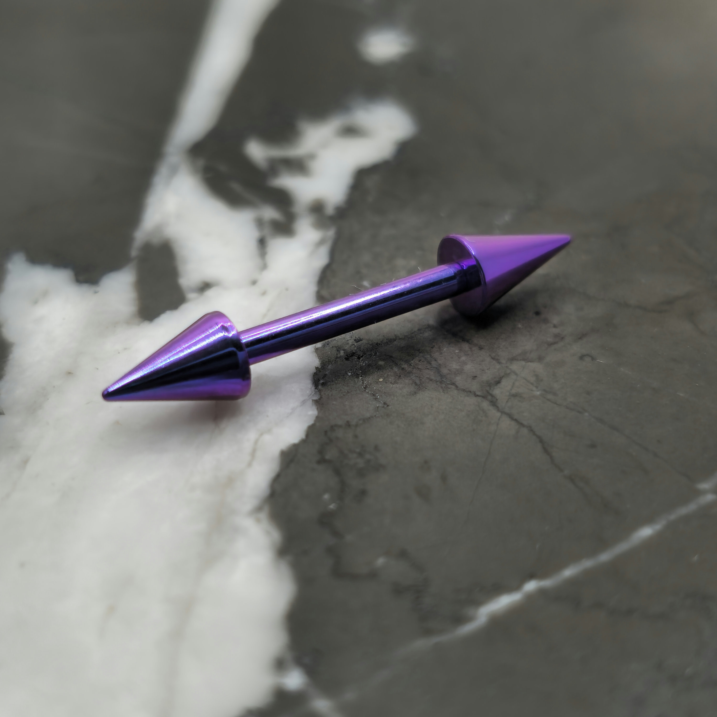 Large Spike Bridge Piercing, 14g Internally Threaded Straight Barbell ...