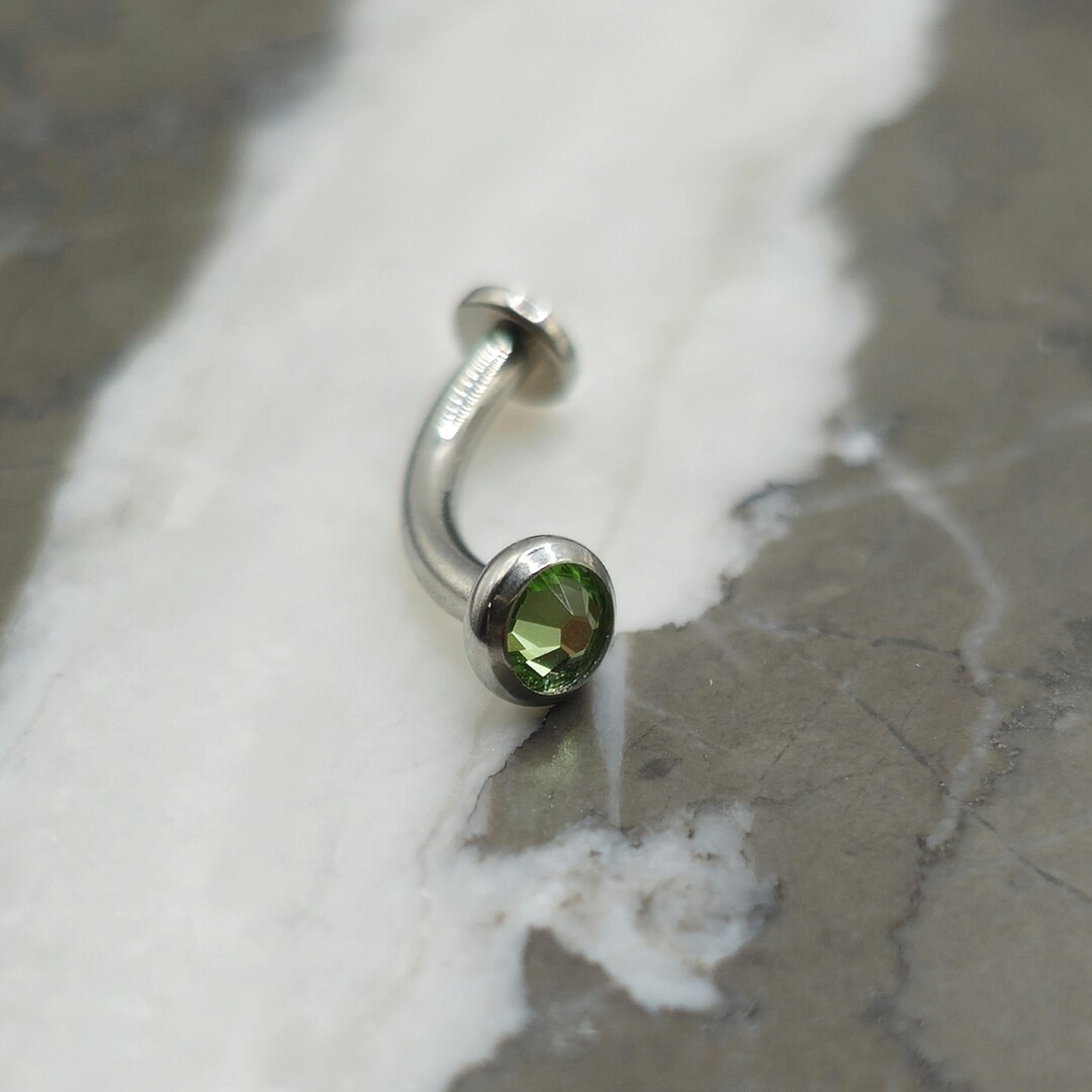Light Green Floating Titanium Internally Threaded Rook Earring, Implant ...