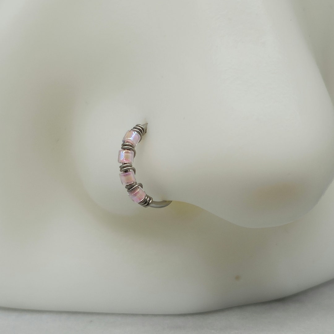 Pastel Pink Nose Ring, Helix Cartilage Tragus Conch Earring, Nostril ...