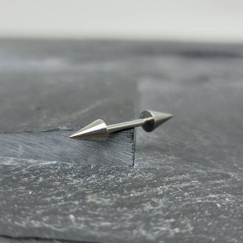 Large Spike Bridge Piercing, 14g Internally Threaded Straight Barbell ...