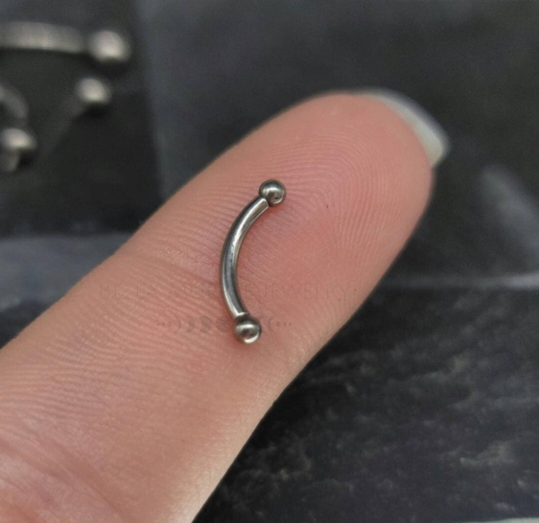 TINY 2mm Ball 16g Titanium Internally Threaded Minimalist Rook Snug Cartilage Earring, Curved ...