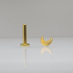 Moon Crescent 14g Dermal Labret Top Jewelry Earring Conch Helix Tragus ...