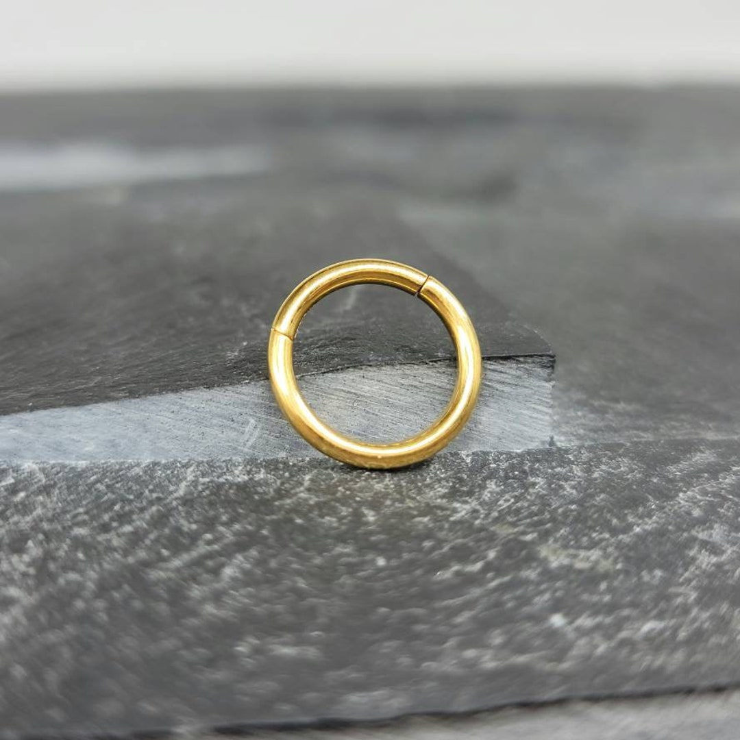 Minimalist GOLD Hinged Clicker Ring. Cartilage Earring, Septum, Eyebrow, Belly Button Hoop, Nose ...