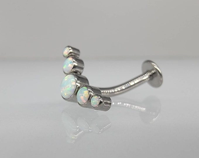 Floating Titanium Belly Button Piercing, 14g Curved Barbell With Flat ...