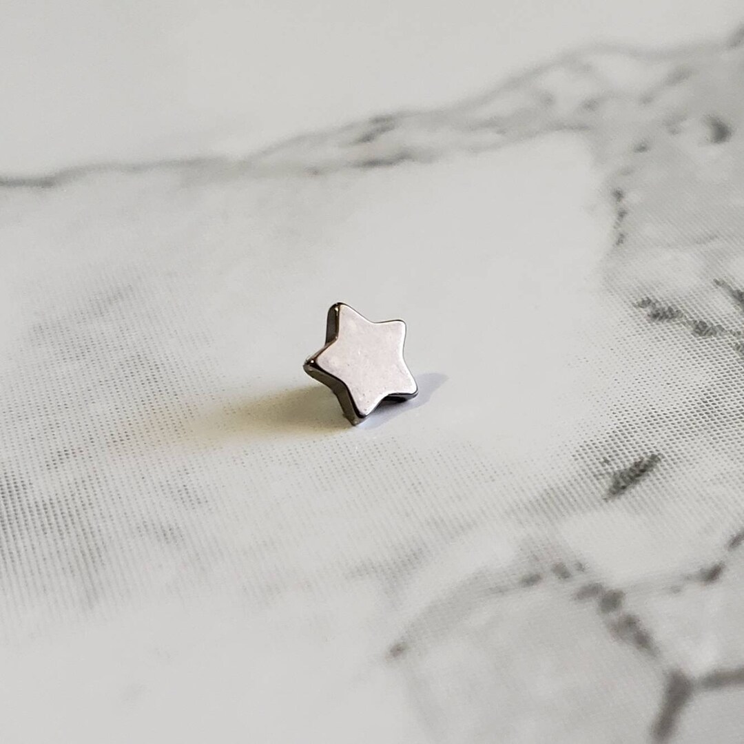 14G Titanium Dermal Anchor Screw Top Silver Star Labret Top - Etsy