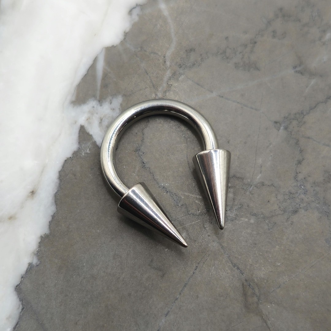 Titanium Large Spike Septum Ring, Horseshoe Hoop Ring in 14g or 16g ...