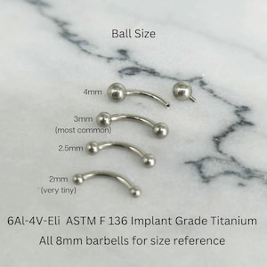 Titanium 16g Curved Barbell | Vertical Labret, VCH Piercing, Eyebrow Ring, Rook Snug Cartilage ...