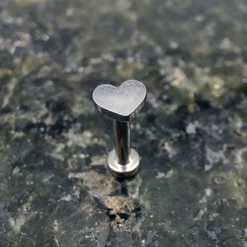 Titanium Threadless Push Fit Black Heart Labret Earring - Etsy