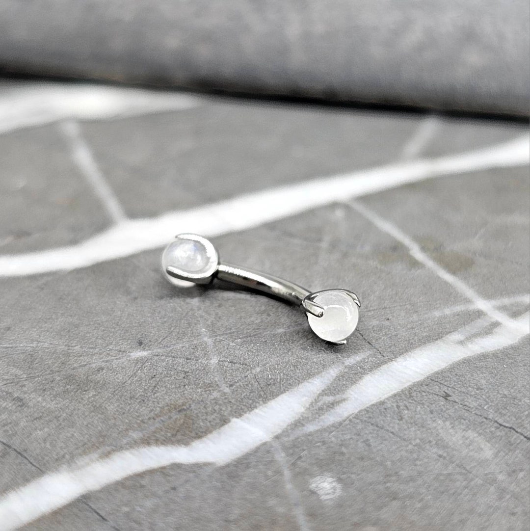 Moonstone Titanium Internally Threaded Rook Earring, Implant Grade ...