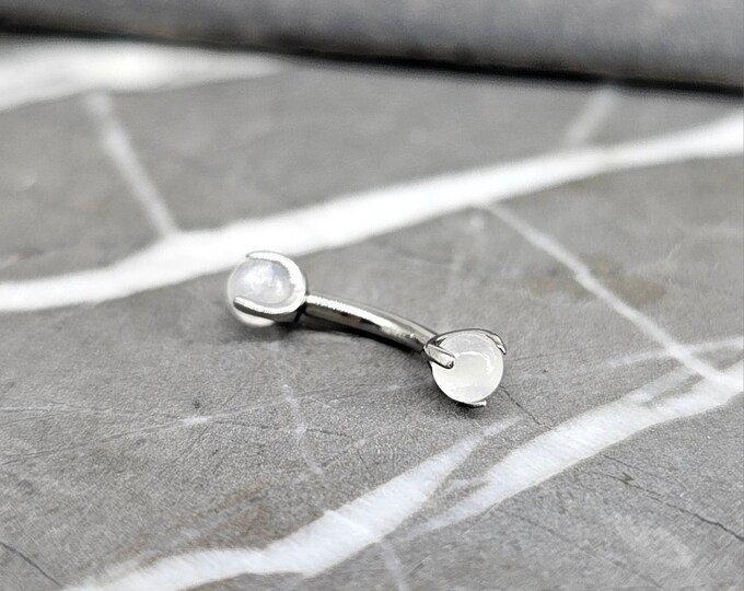 Moonstone Titanium Internally Threaded Rook Earring, Implant Grade ...