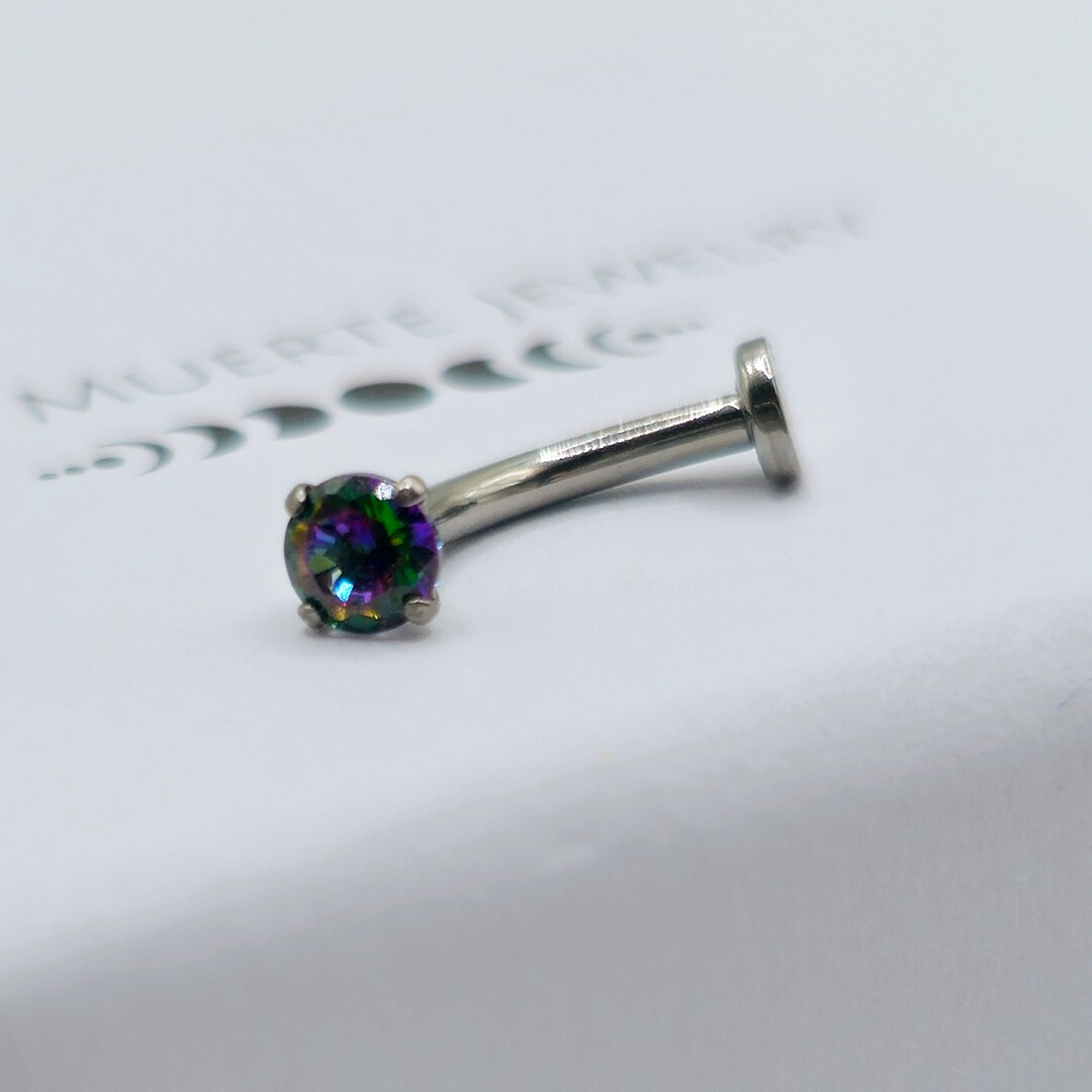 Titanium Vitrail Medium Crystal Rook Earring, Curved Barbell Internally ...