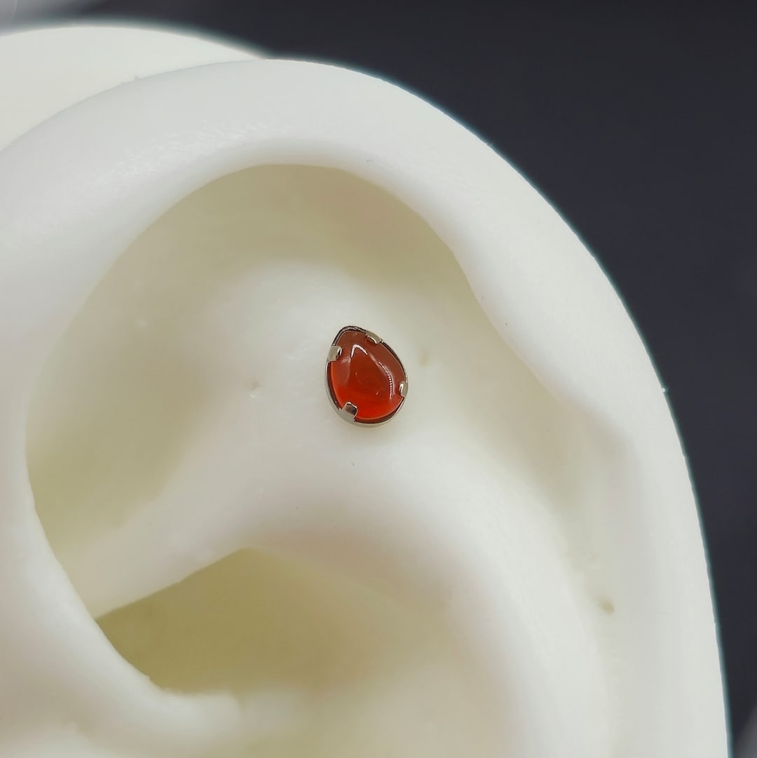 Blood Red Teardrop Labret Flat Back Stud Philtrum Medusa Monroe Helix ...