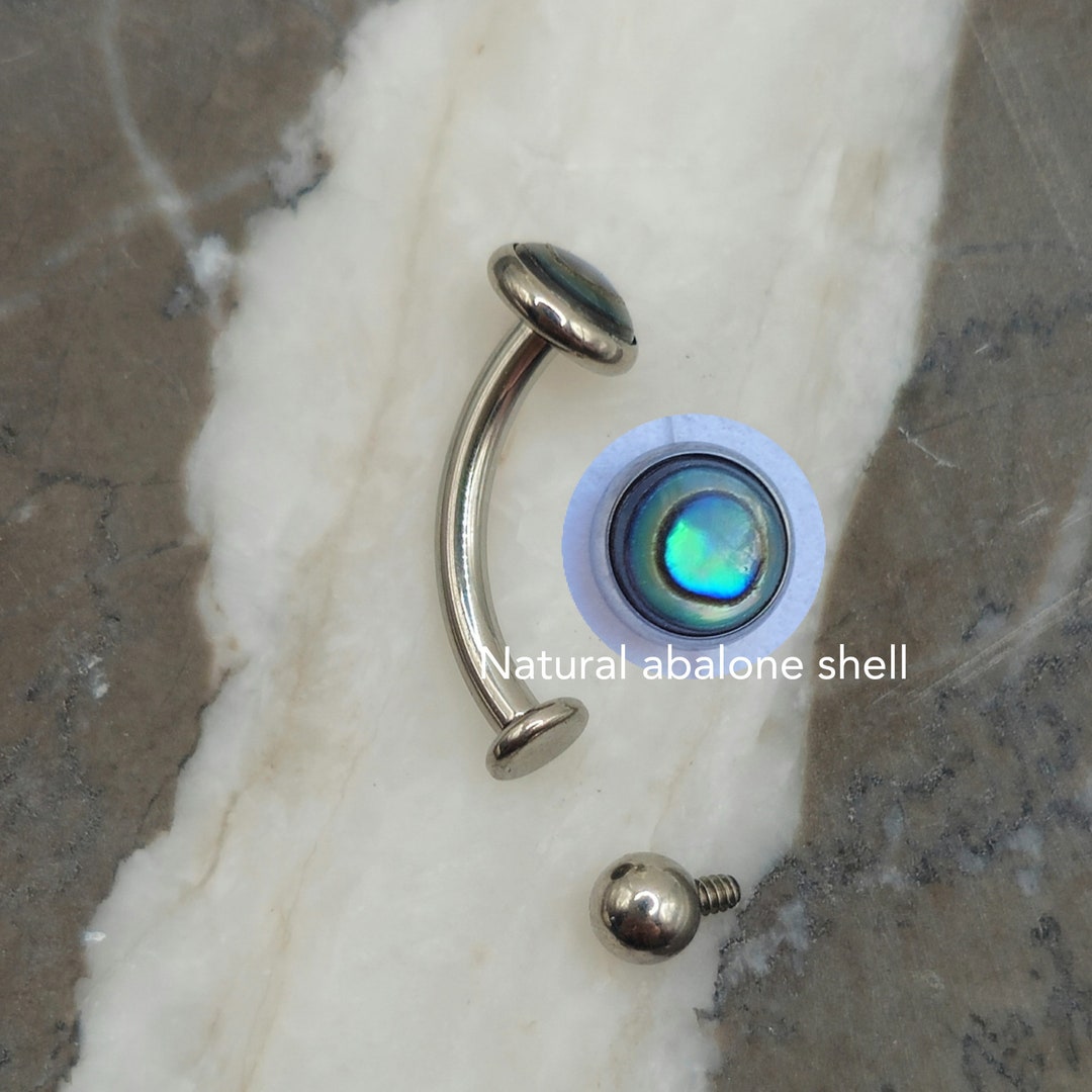 Natural Abalone Shell Titanium Internally Threaded Minimalist Vertical ...