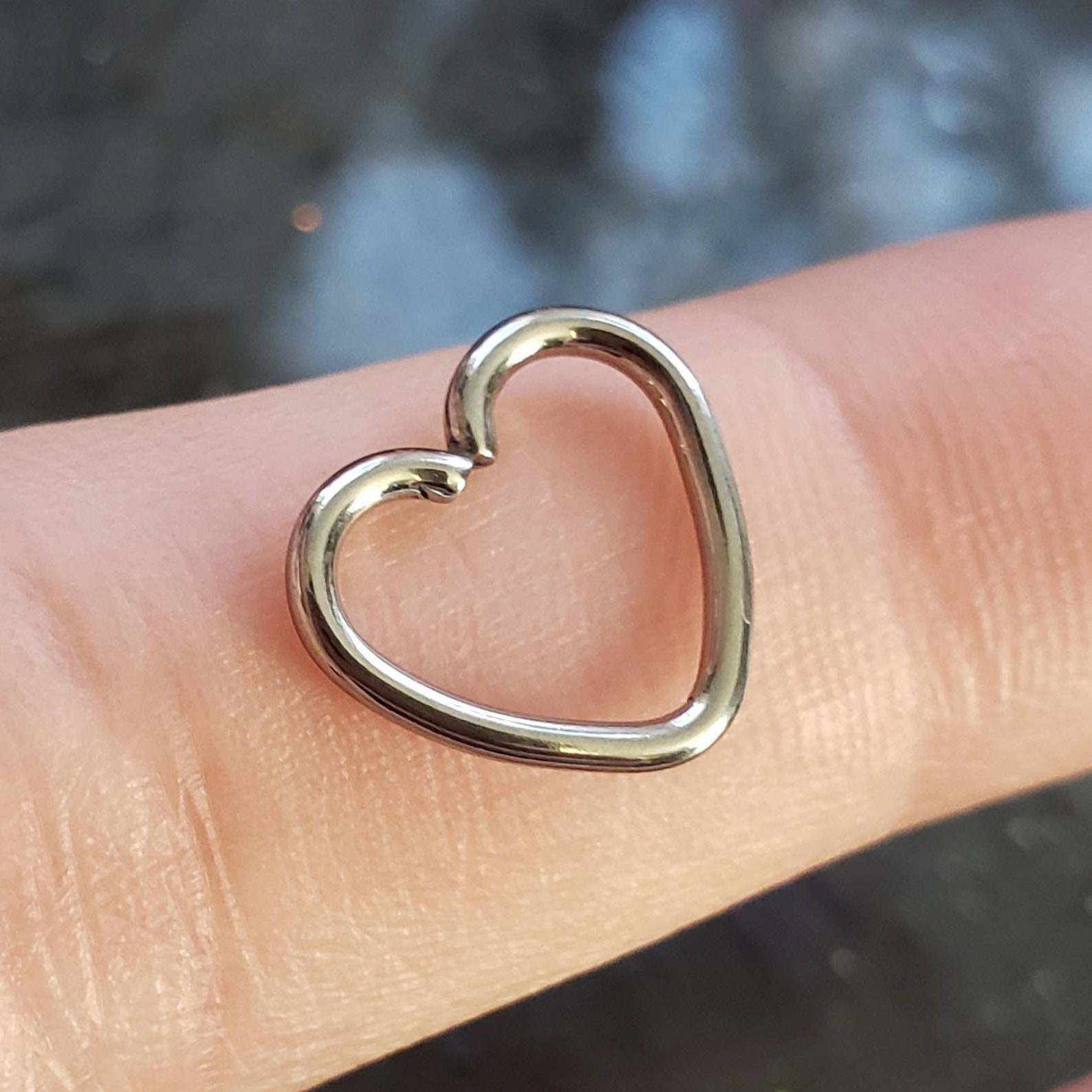 Seamless Heart Daith Earring Simple Silver Bendable Heart | Etsy