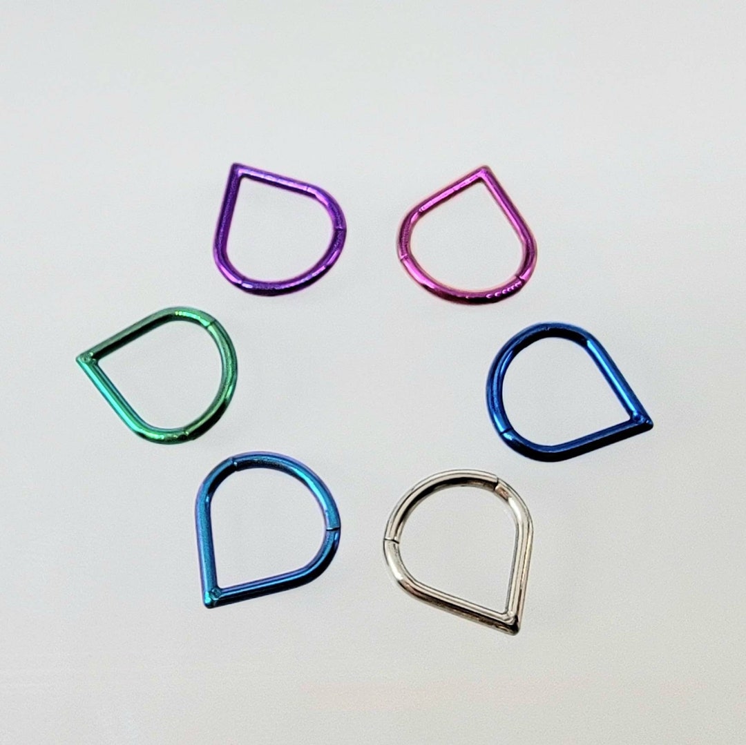 Titanium V Shape Teardrop Hinged Septum Ring, Segment Seamless Hoop ...