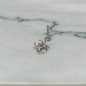 16g Silver Spider Labret in 6al-4v-eli Titanium, Cartilage Conch Flat ...