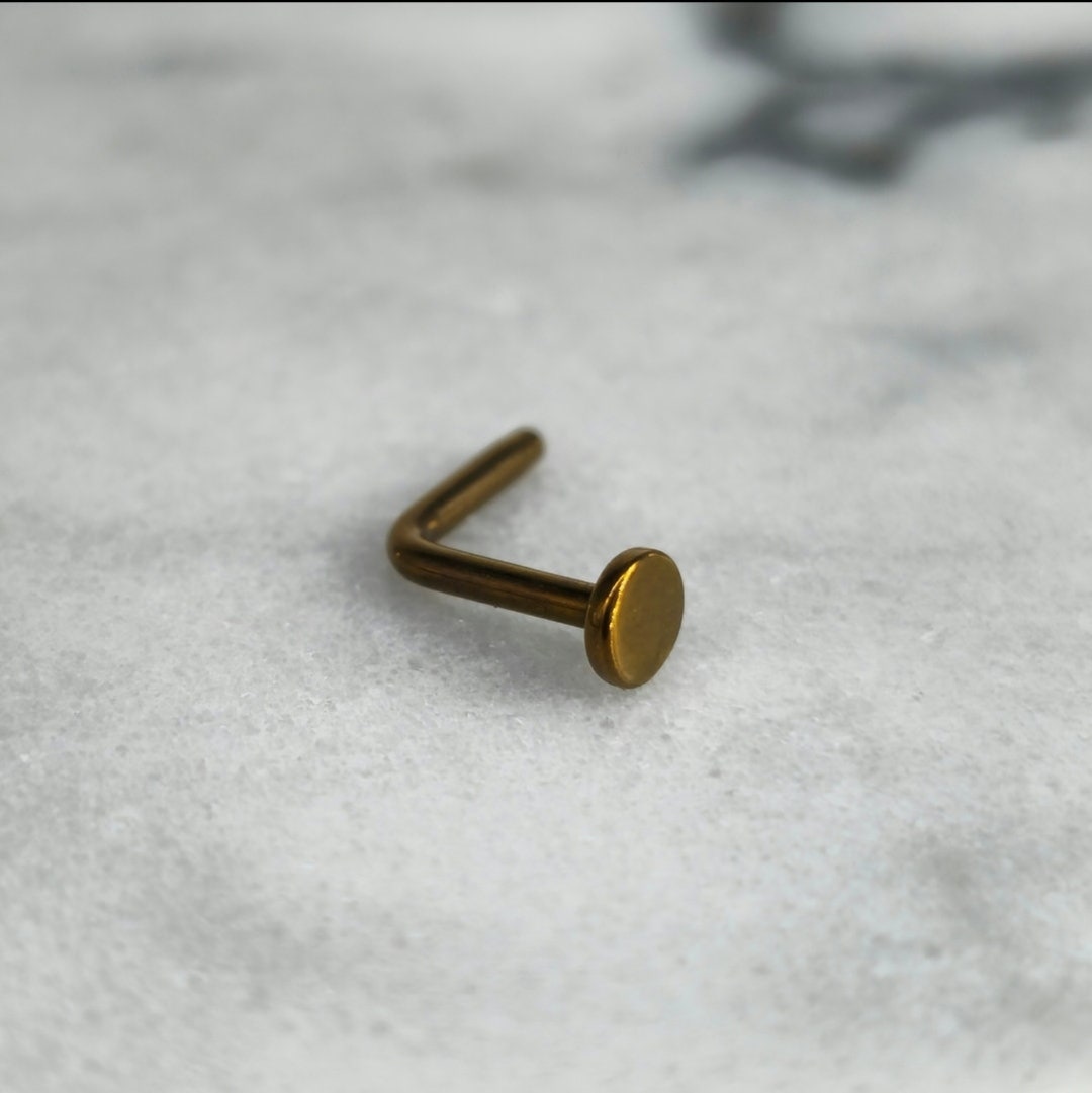 Dark Bronze Flat Nose Stud, Implant Grade Titanium Nostril Piercing ...