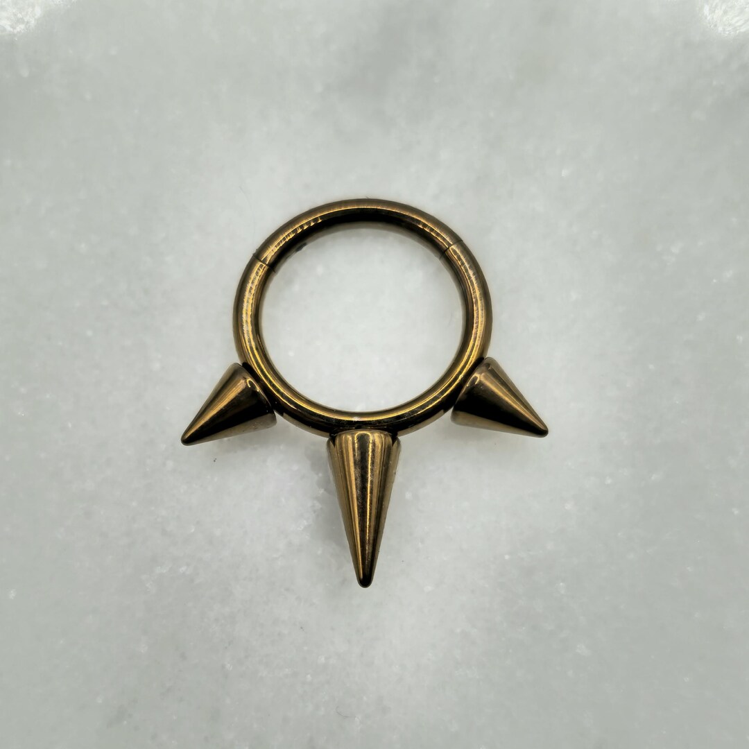 12g 14g 16g Bronze Spiked Septum Ring, Anodized ASTM F 136 Titanium Hinged Clicker Hoop - Etsy