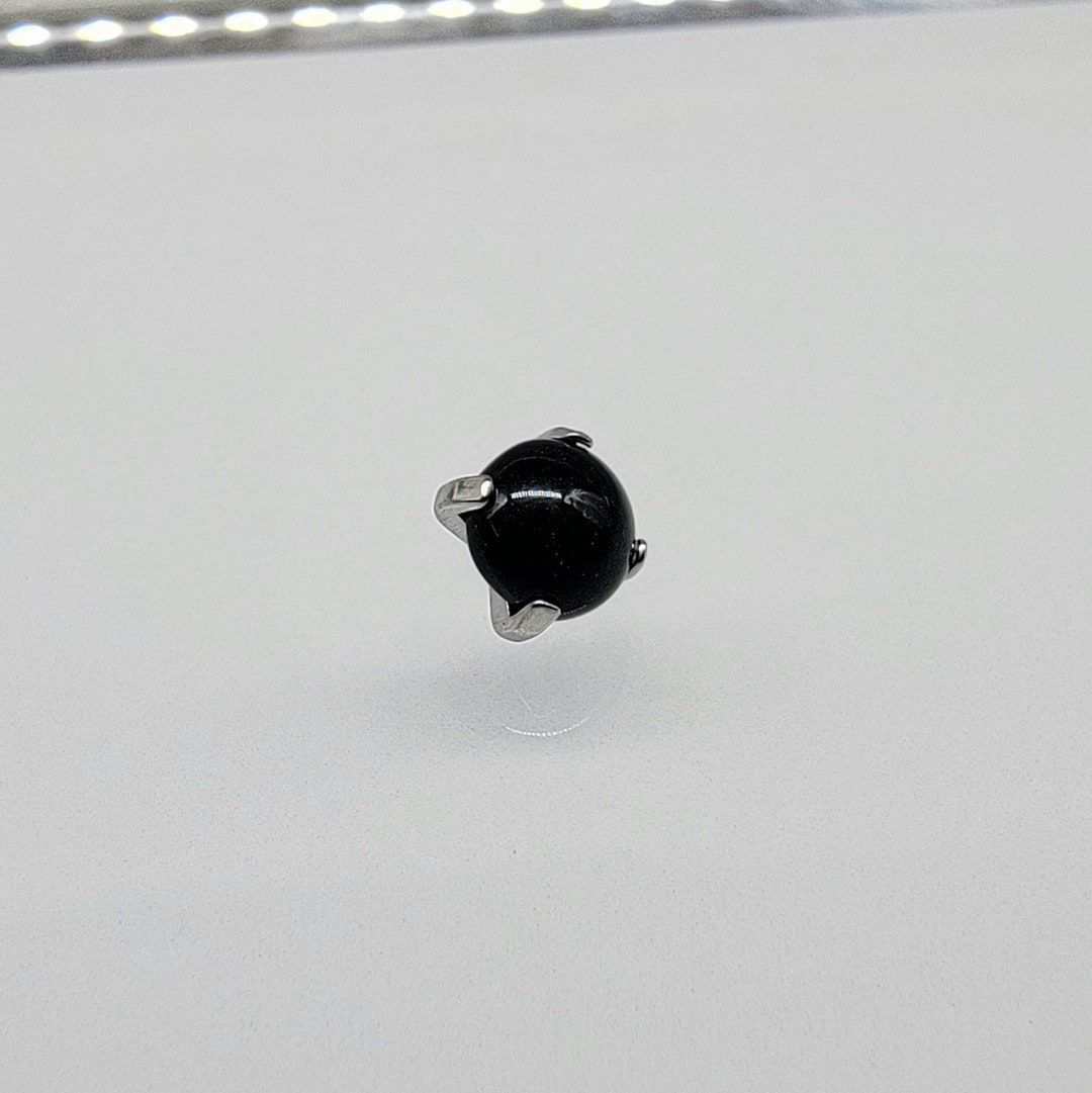 Black Onyx 14G Titanium Dermal Anchor Screw Top Labret Jewelry - Etsy