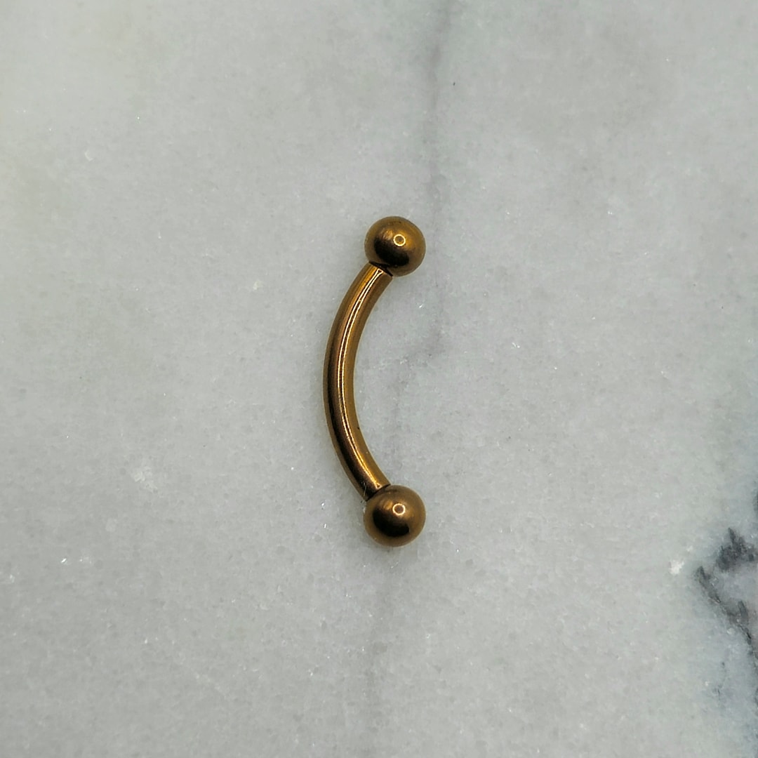 Bronze Titanium 16g 14g Curved Barbell | Vertical Labret, VCH Piercing ...